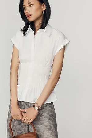 Maeve Cotton Smocked Blouse - White