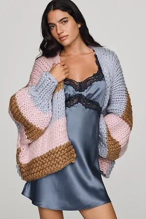 HOPE MACAULAY Noa Wool Chunky Knit Cardigan