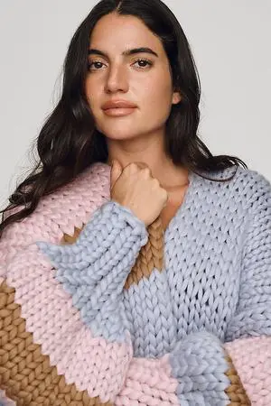 HOPE MACAULAY Noa Wool Chunky Knit Cardigan
