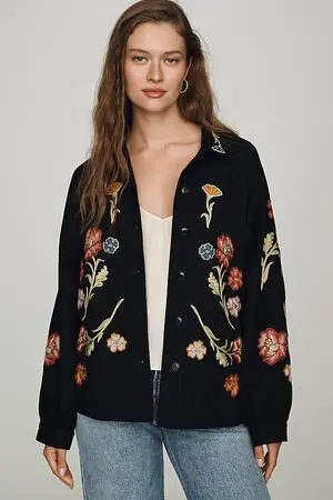 The Great. Cotton Embroidered Buttondown Shirt - Almost Black