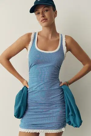 Daily Practice Lace-up Mi Dress - Blue Pattern