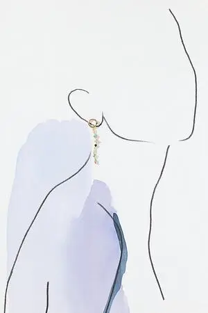 Anthropologie Mixed Stone Dangle Huggie Earrings - Blue Green
