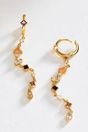 Anthropologie Mixed Stone Dangle Huggie Earrings - Peach