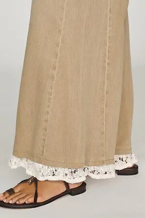 PILCRO Adi Mid-rise Relaxed Wide-leg Jeans With Lace Trim