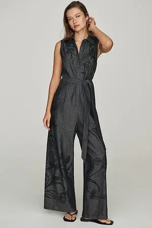 RANNA GILL Denim Wide-leg Jumpsuit - Black Pattern