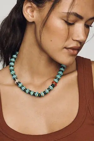 Anthropologie By Anthropologie Beaded Statement Necklace Turquoise
