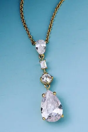 Nadri 18k -plated Brass Cubic Zirconia Pear Drop Necklace - Gold