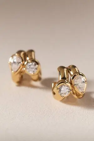 Anthropologie Toi Et Moi Bezel Hook Earrgs - Gold