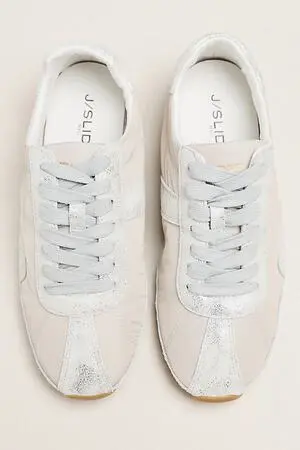 J Shoes Silver Leather Sneakers