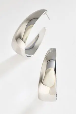 Anthropologie Chunky Hoop Earrgs - Silver