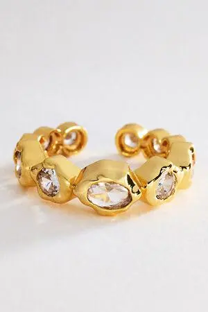 Anthropologie Crystal Bezel Ring - Gold