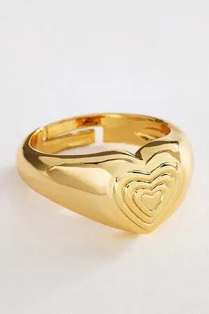Anthropologie Bezel Heart Cocktail Rg - Clear/gold