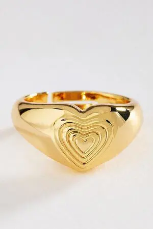 Anthropologie Bezel Heart Cocktail Ring - Clear/gold