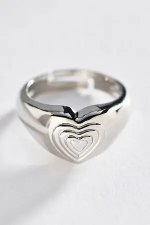 Anthropologie Bezel Heart Cocktail Rg - Clear/silver