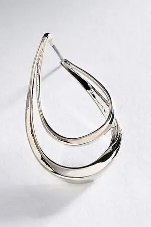Anthropologie Layered Teardrop Hoop Earrings - Silver