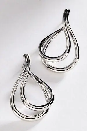 Anthropologie Twisted Teardrop Earrgs - Silver