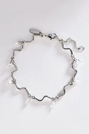 Anthropologie Swirled Crystal Bracelet - Silver
