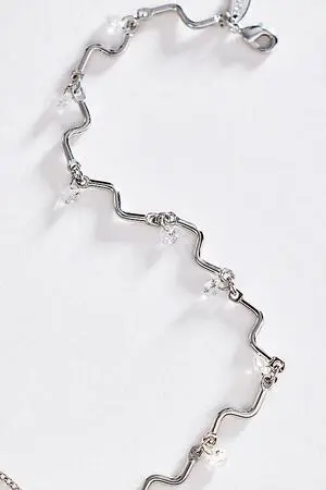 Anthropologie Swirled Crystal Bracelet - Silver