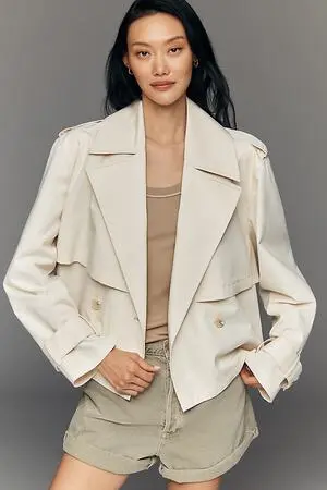 Joe's Jeans The Liz Cropped Trench Coat Jacket - Ecru