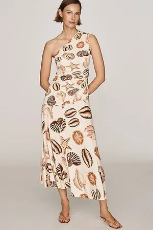 Farm Rio Mare Shells Midi Dress - Marine Shells Sand