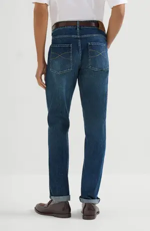 Brunello Cucinelli Comfort Denim Five-pocket Trousers - Dark Denim