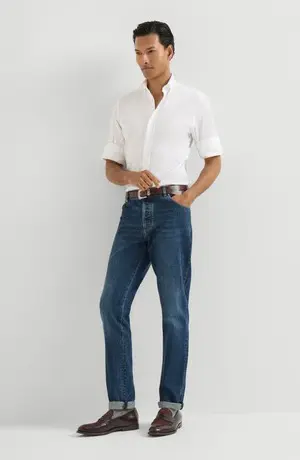 Brunello Cucinelli Comfort Denim Five-pocket Trousers - Dark Denim
