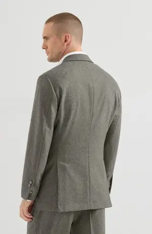 Brunello Cucinelli Virgin Wool Flannel Cavallo Tailor Blazer With Metal Buttons