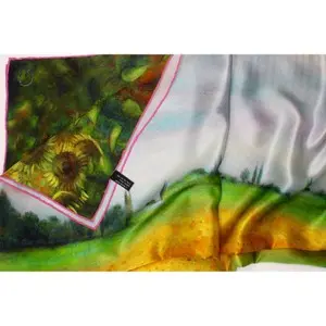 ANNETTE AMOROSO Girasoli Sunflower Silk Satin Scarf - Yellow