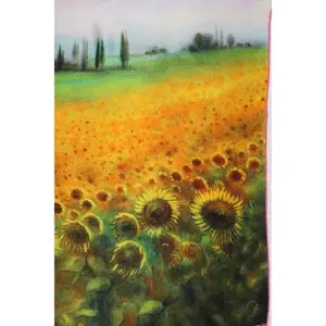 ANNETTE AMOROSO Girasoli Sunflower Silk Satin Scarf