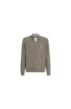 Brunello Cucinelli Cashmere Double Knit Zipper Cardigan - Military
