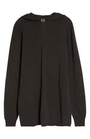 Rick Owens Oversize Hooded Wool Sweater Dark Dust