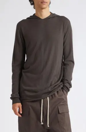 Rick Owens Oversized Hooded Wool Sweater - Dark Dust