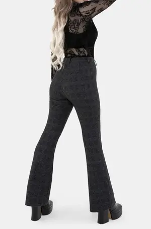 DISTURBIA Moura Check Flare Trouser With Charm