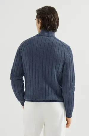 Brunello Cucinelli Ribbed Cashmere Zip-up Cardigan