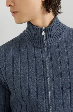 Brunello Cucinelli Ribbed Cashmere Zip-up Cardigan