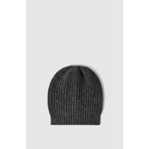 Brunello Cucinelli Cashmere And Silk Diamond Yarn Knit Beanie - Lignite