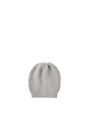 Brunello Cucinelli Cashmere And Silk Diamond Yarn Knit Beanie - Pebble
