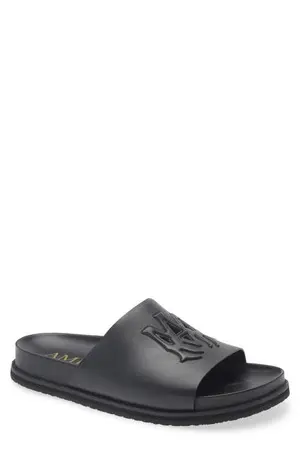 Amiri Ma Leather Slide Sandal - Black