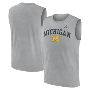 JORDAN BRAND Michigan Wolverines Primetime Legend Arch Dri-fit Muscle Tank Top - Heather Gray