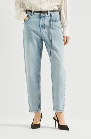 Brunello Cucinelli Baggy Tapered Jeans - Light Denim
