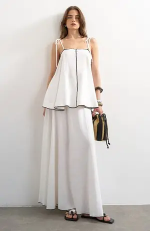 Topshop Linen Blend Maxi Skirt