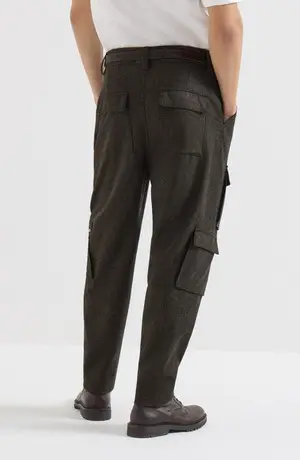 Brunello Cucinelli Virgin Wool Flannel Cargo Trousers - Brown