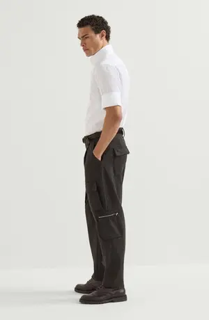 Brunello Cucinelli Virgin Wool Flannel Cargo Trousers - Brown