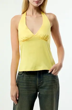PACSUN Sally Woven Halter Top - Yellow