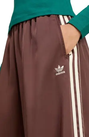 ADIDAS ORIGINALS Wide Leg Satin Track Pants - Auburn/cre
