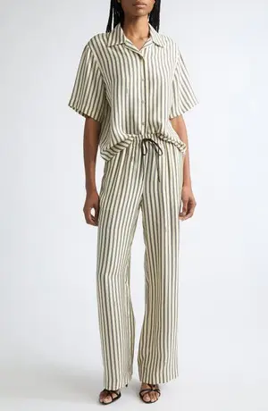 Versace Meandros Silk Twill Pants - Ivory Black