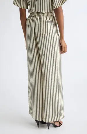 Versace Meandros Silk Twill Pants - Ivory Black