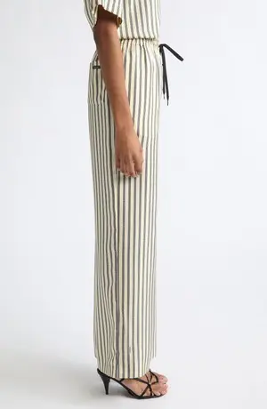Versace Meandros Silk Twill Pants - Ivory Black