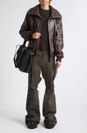 Rick Owens Dracuflight Leather Jacket - Grease