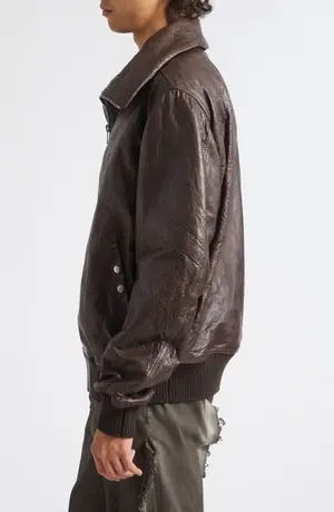 Rick Owens Dracuflight Leather Jacket - Grease